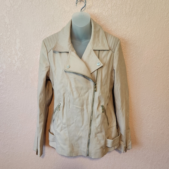 Ivanka Trump | Jackets & Coats | Ivanka Trump Pale Pink Silver Leather ...